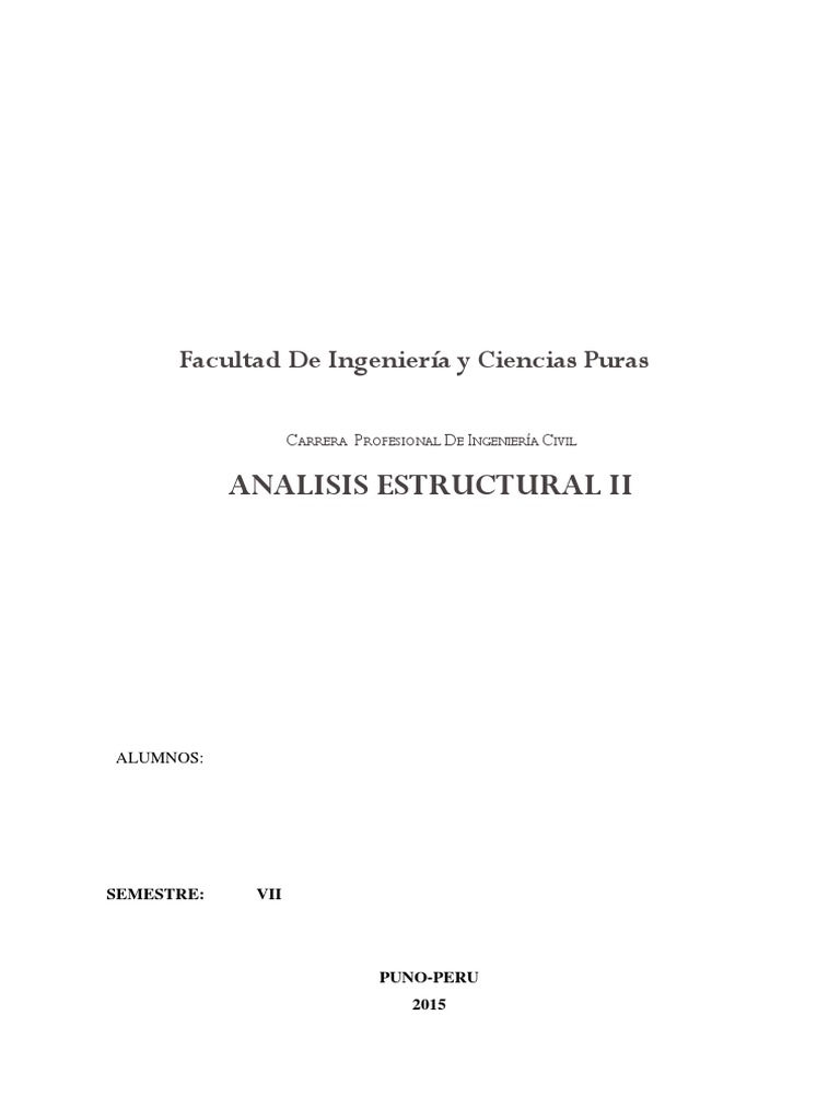 Analisis Estructural II Cuaderno Final | Descargar gratis PDF | Braguero | Análisis estructural