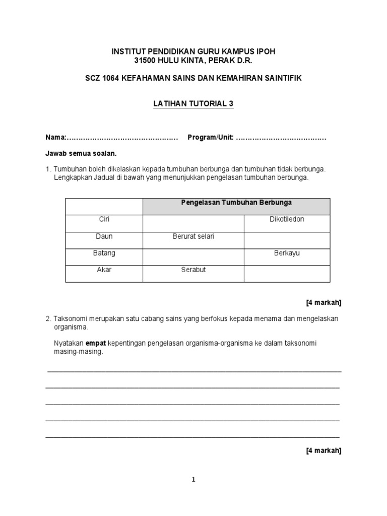 Latihan Tutorial 3 PDF | PDF