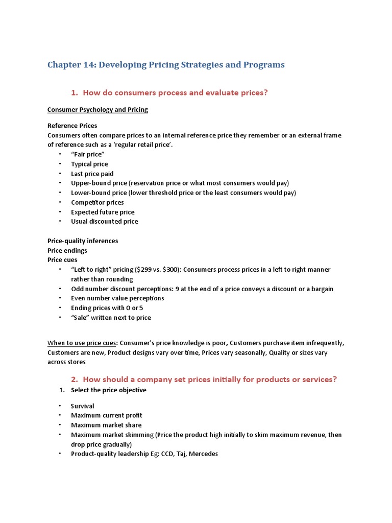How Do Consumers Process and Evaluate Prices?: Chapter 14: Developing Pricing Strategies and ...