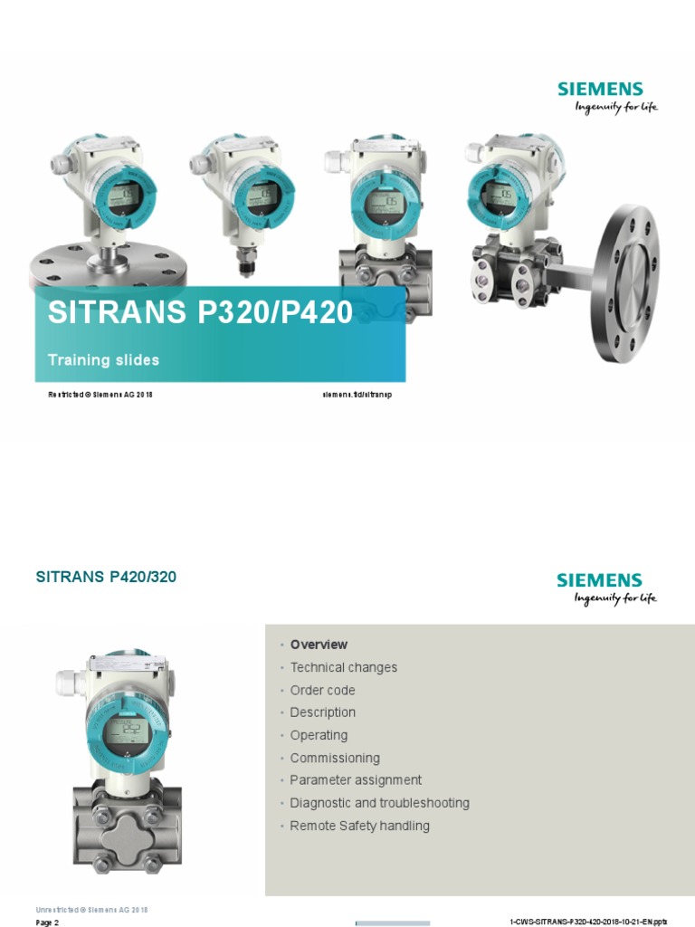 SITRANS P320/P420: Training Slides | PDF | Electrical Connector | Pressure Measurement