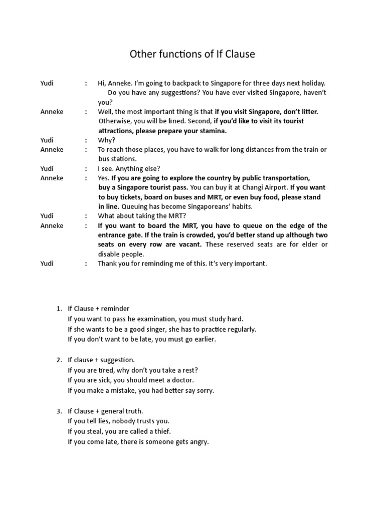 If Clause Exercises | PDF