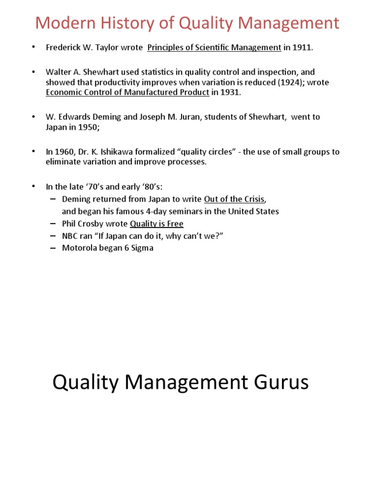 Modern History of Quality Management | PDF | Economies | Quality Management