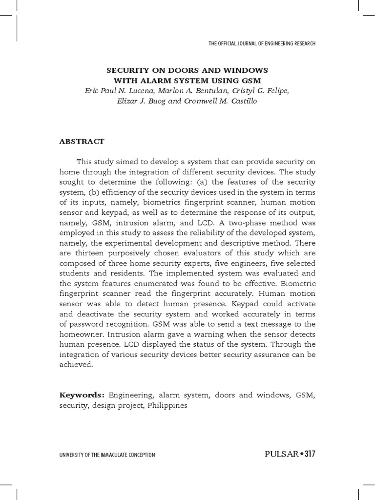 Security On Doors and Windows With Alarm System Using GSM | PDF ...