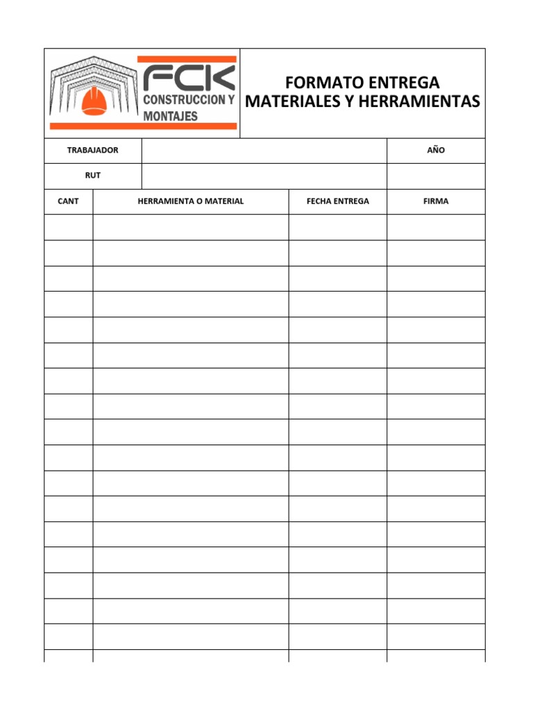 Formato Entrega Materiales | PDF