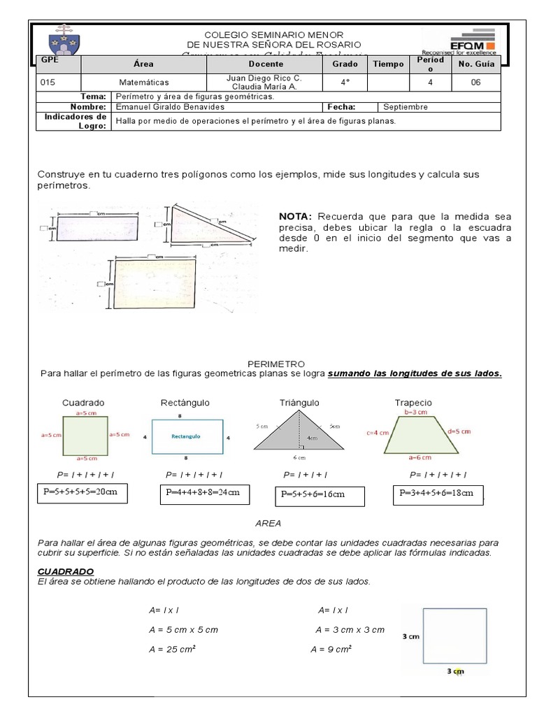 Mat4. G06. Perimetro y Area de Figuras Geometricas | PDF | Triángulo ...