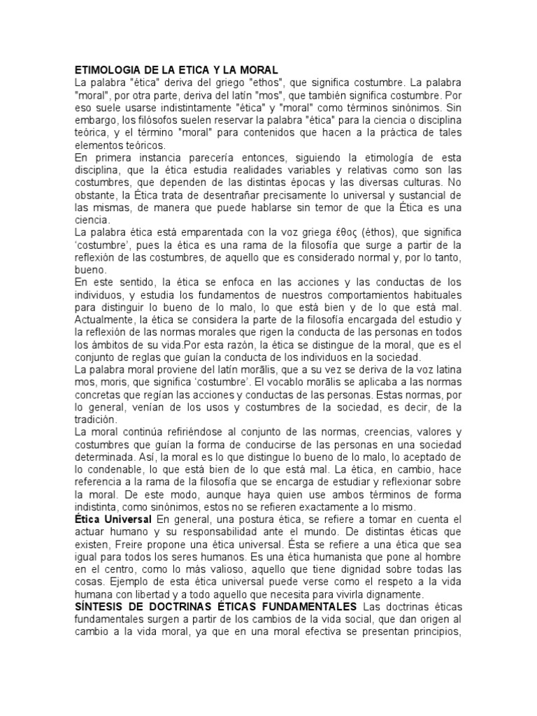 Etimologia de La Etica y La Moral | PDF | Etica de la Virtud | Moralidad