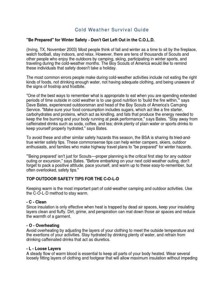 Cold Weather Camping Safety Tips | PDF | Hypothermia | Sock