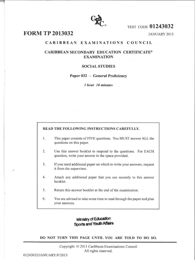 Csec Social Studies Jan 2013 p3 | PDF