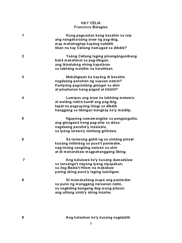 Kay Celia Ni Francisco Balagtas | PDF