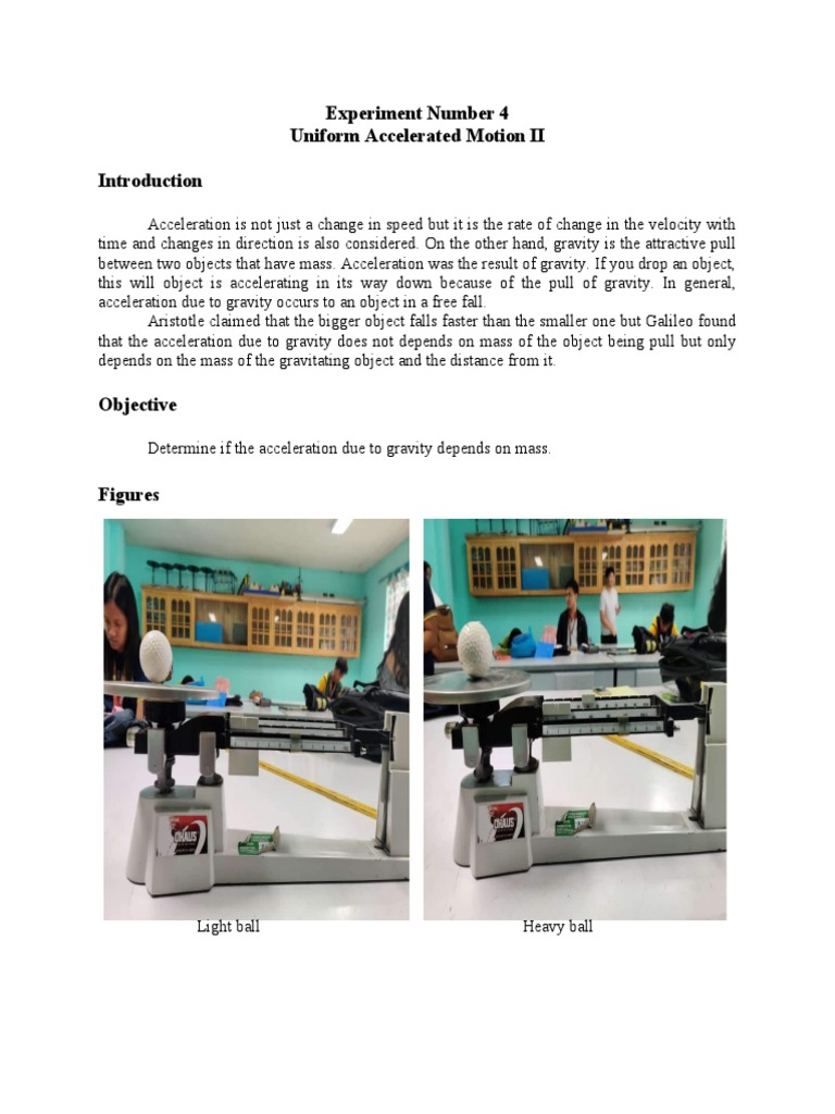 Experiment Number 4 | PDF | Gravity | Acceleration
