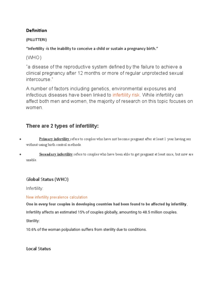 Case Study Infertility, Status | PDF | Infertility | Human Reproduction