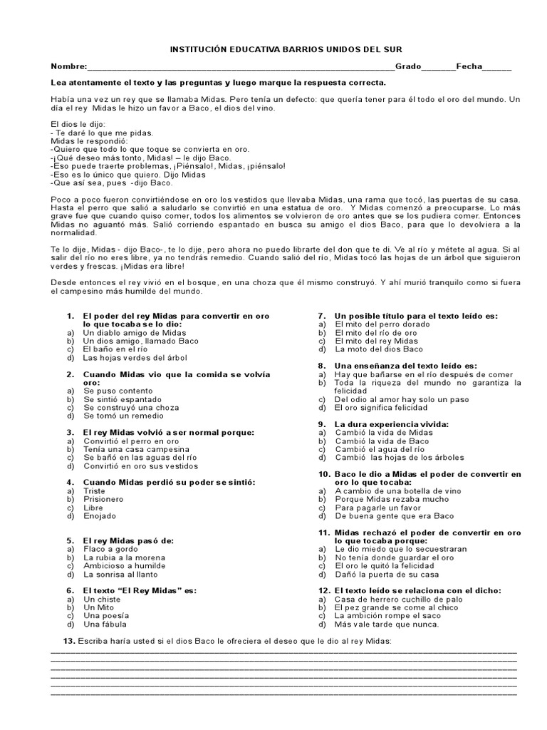 El Rey Midas | PDF | Dioniso