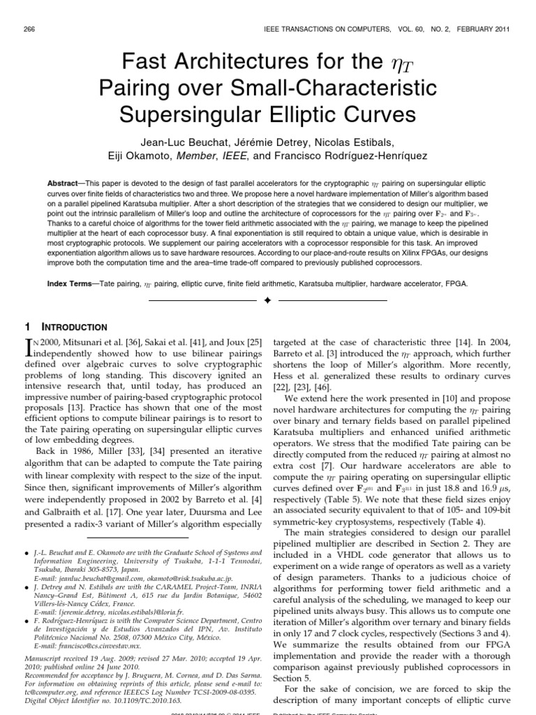 Fast Architectures For The Pairing Over Small-Characteristic ...