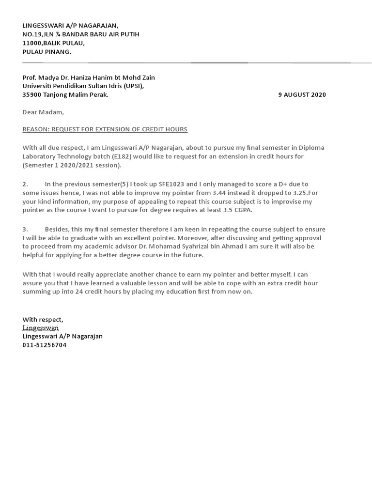 Credit Hour Extension Request | PDF