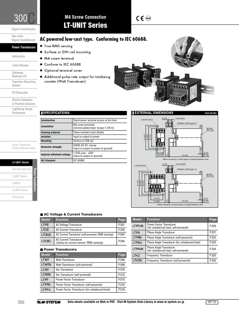 LT-UNIT Series: AC Powered Low-Cost Type. Conforming To IEC 60688 | PDF ...