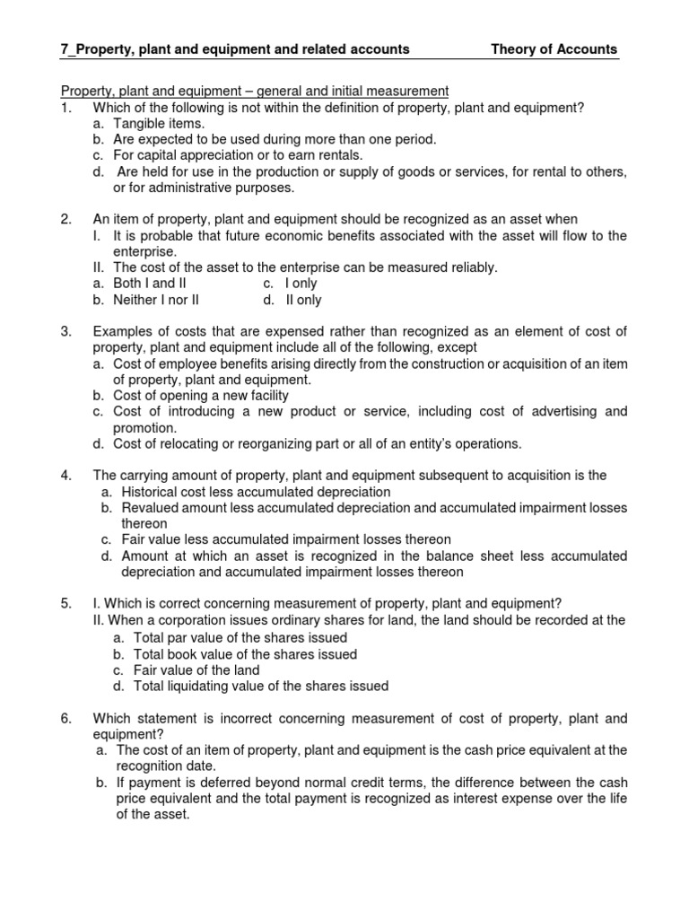 7 - Property, Plant and Equipment and Related Accounts Theory of ...