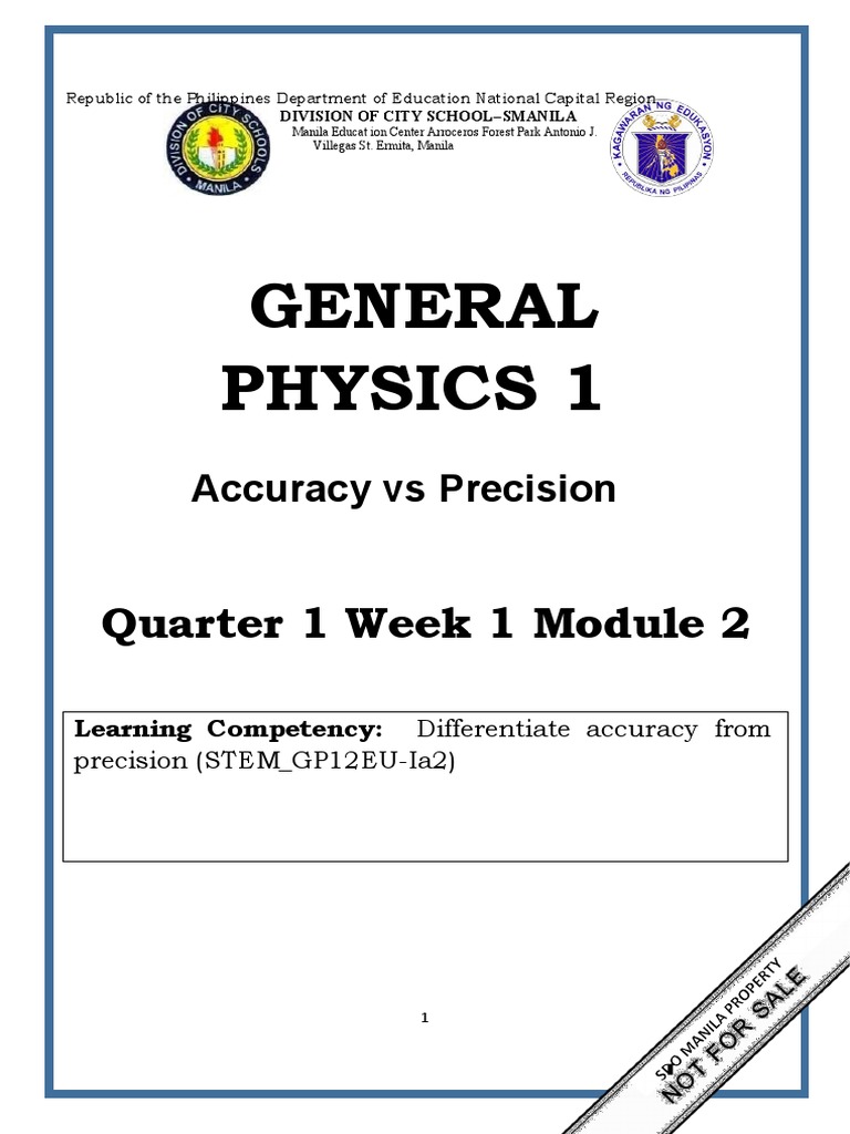 General Physics 1: Quarter 1 Week 1 Module 2 | PDF | Accuracy And ...