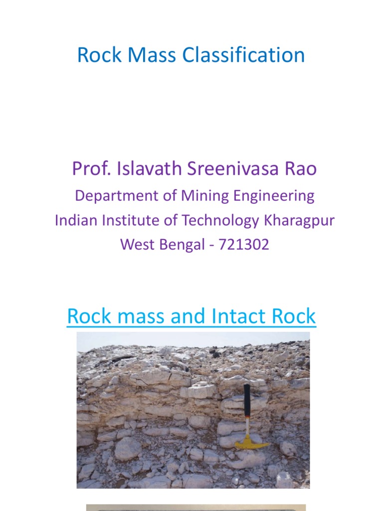 Rock Mass Classification: Prof. Islavath Sreenivasa Rao | PDF ...