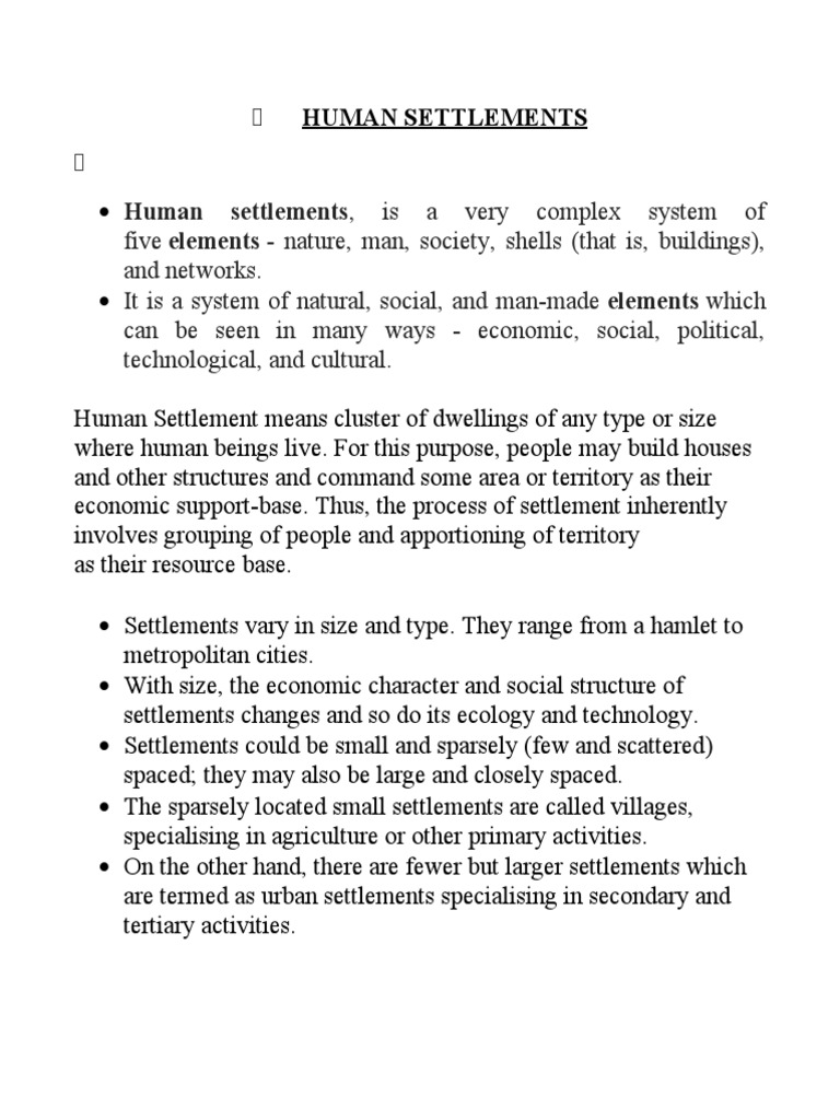 Understanding Human Settlements | PDF | Village | Economies
