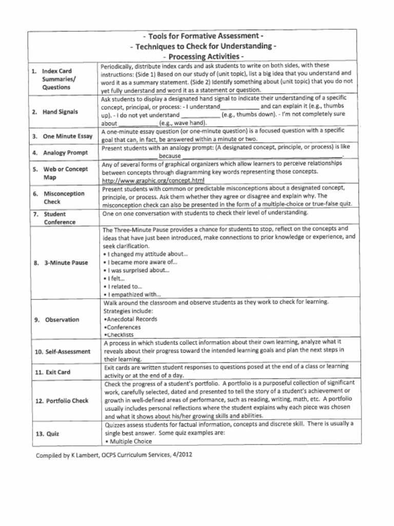 Tools For Formative Assessment Techniques To Check For Understanding ...