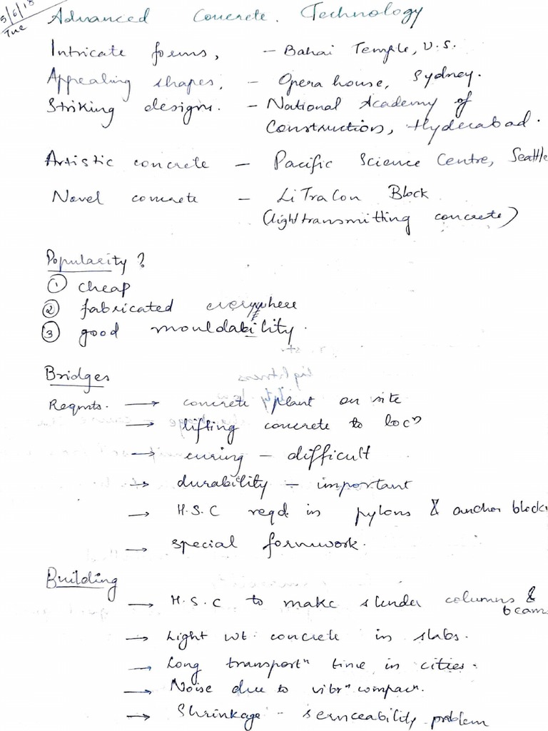 Advanced Concrete Technology-Notes PDF | PDF