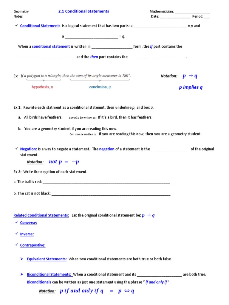 2.1 Conditional Statements: P Implies Q | PDF | Metalogic | Logical ...