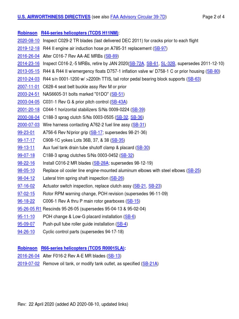 U.S. Airworthiness Directives: Alter F016-2 Rev A-E MR Blades ( | PDF