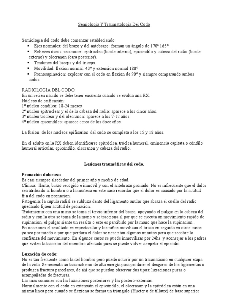 Semiologia YTraumatologia Del Codo | PDF | Codo | Mano