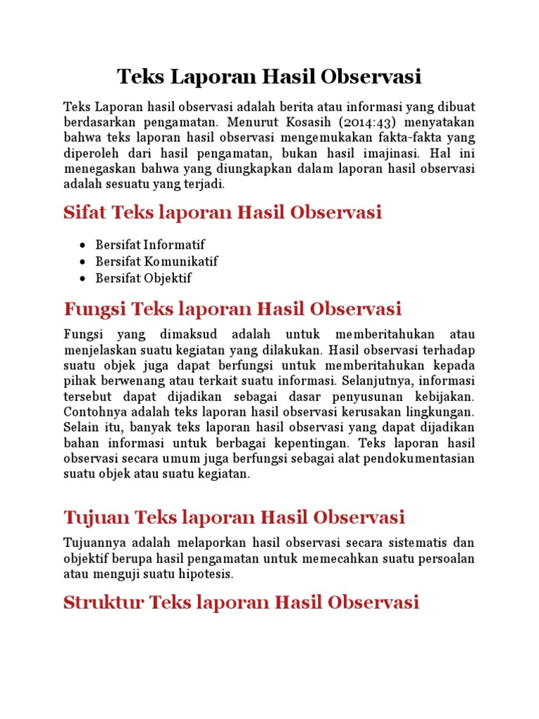 Teks Laporan Hasil Observasi | PDF | Kajian Bahasa Asing