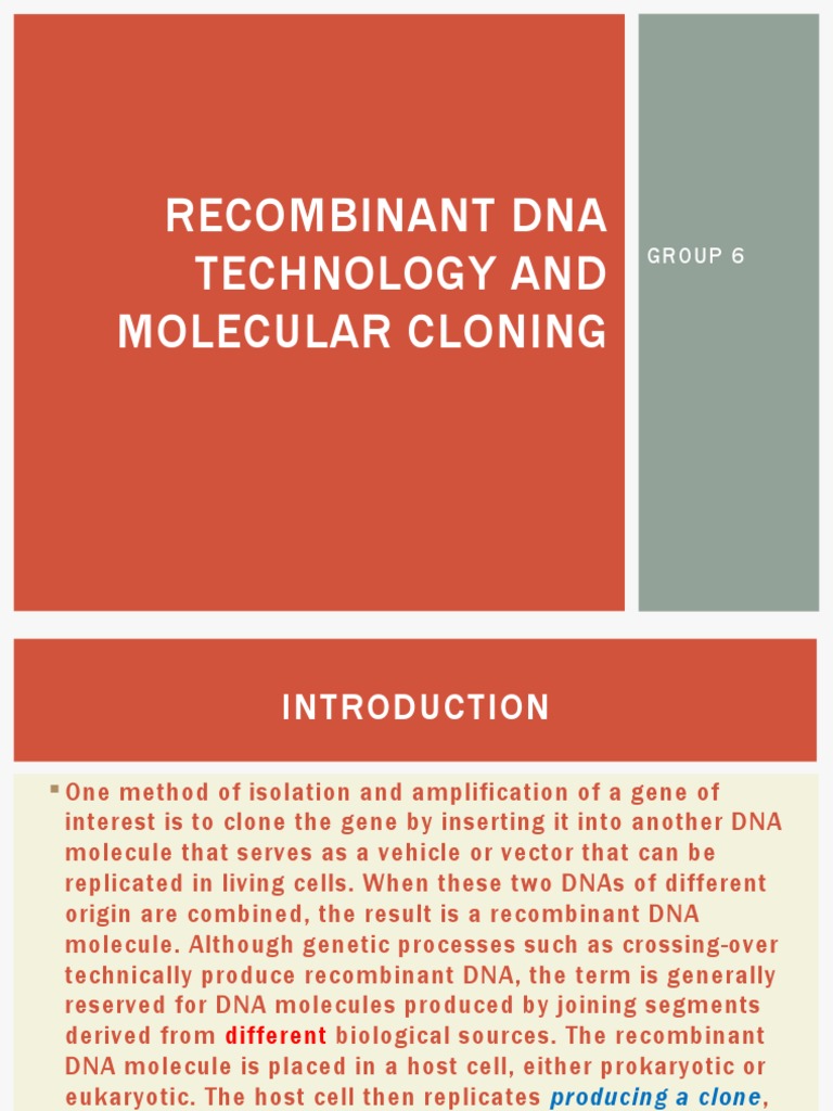 Recombinant DNA Technology and Molecular Cloning | PDF | Molecular ...