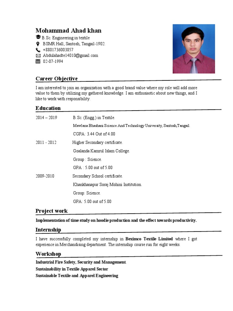 CV of A, Ahad | PDF
