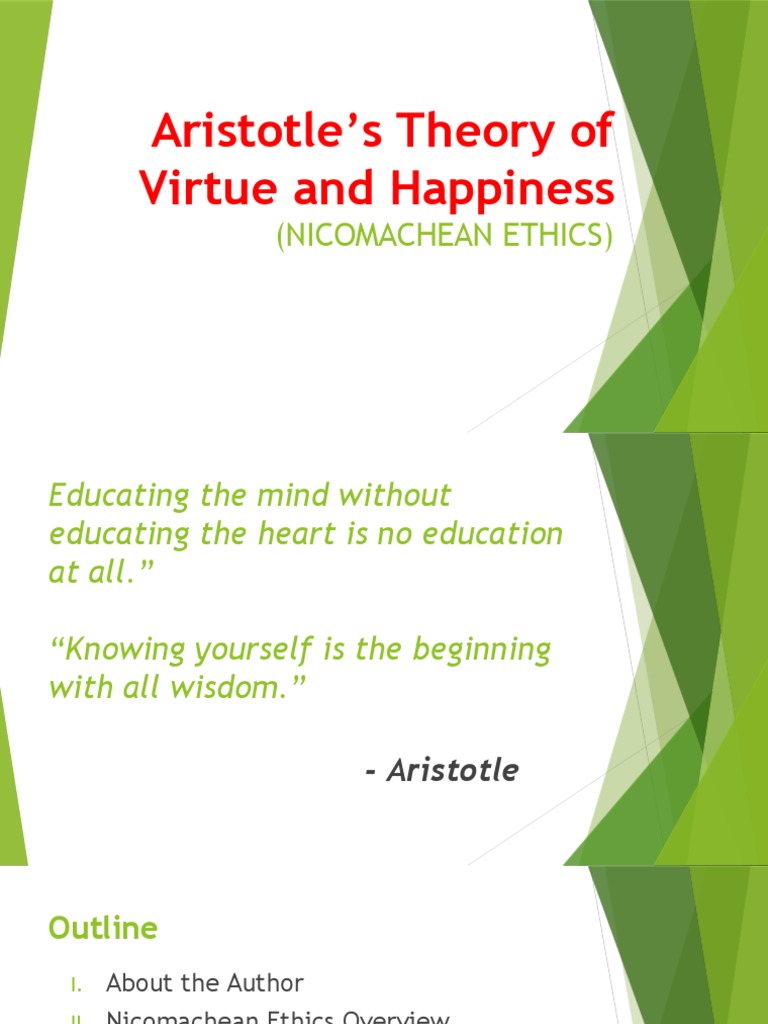 Aristotle's Theory of Virtue and Happiness (Nicomachean Ethics) | PDF ...