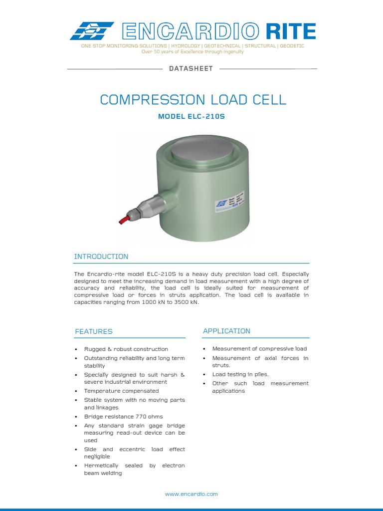 Encardio-rite ELC-210S Load Cell Datasheet | PDF | Electrical ...