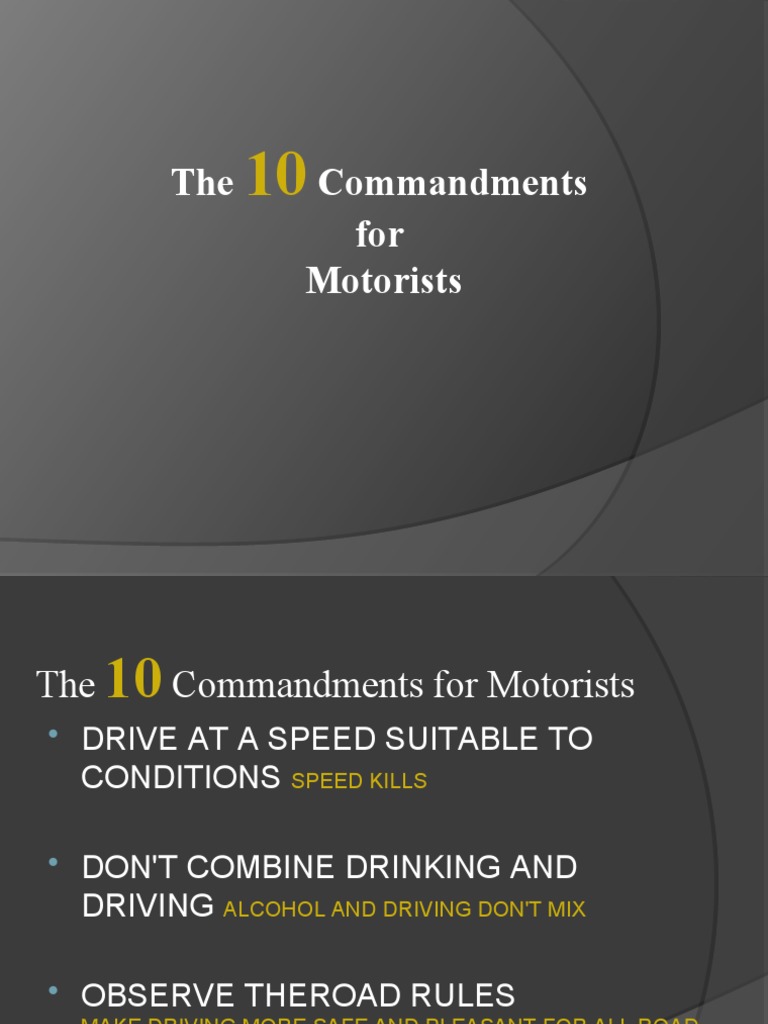 5 - Ten Commandments For Motorists | PDF | Traffic | Intersection (Road)