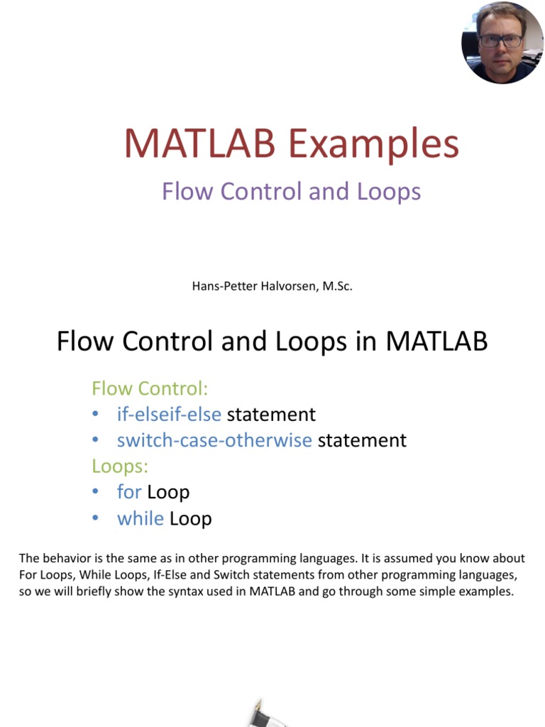 MATLAB Examples - Flow Control and Loops PDF | PDF | Control Flow | Function (Mathematics)