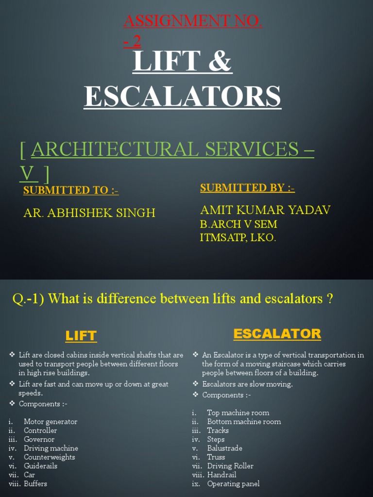 Lift & Escalators: Assignment No. - 2 | PDF | Escalator | Elevator