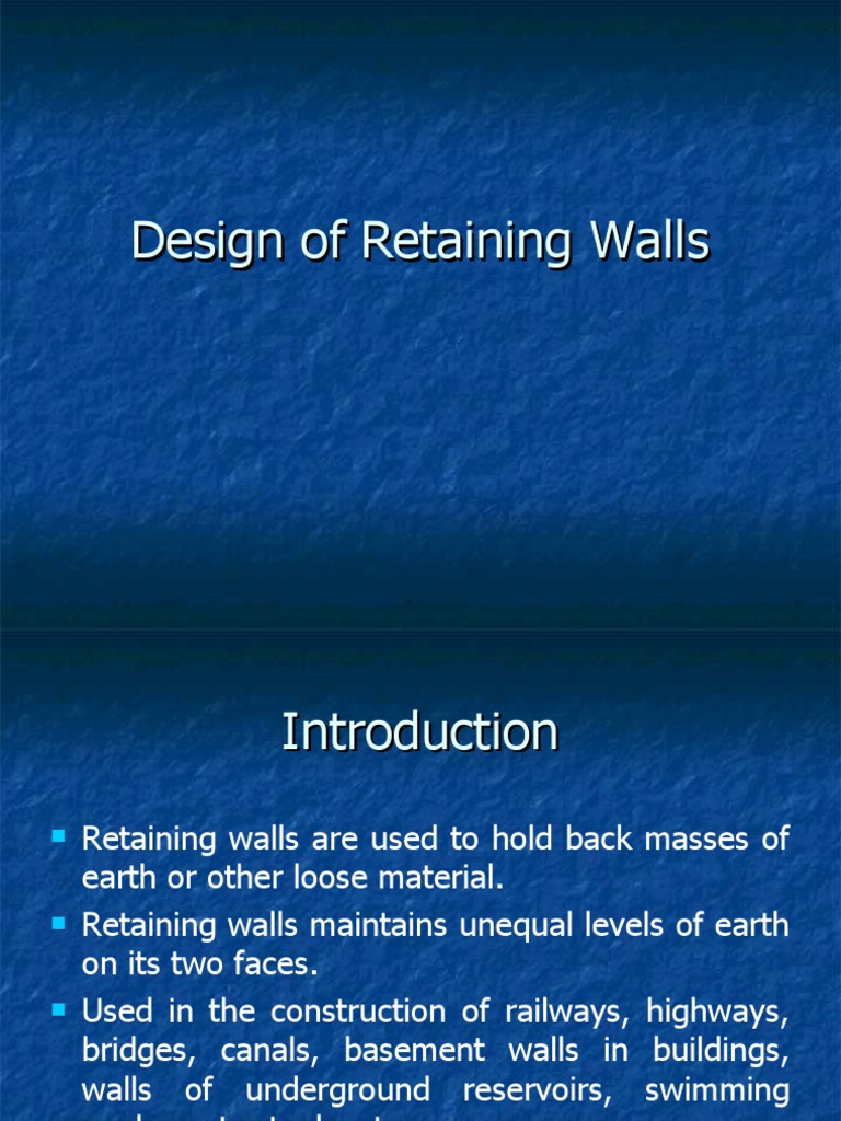 Lecture On Retaining Wall | PDF | Drainage | Materials