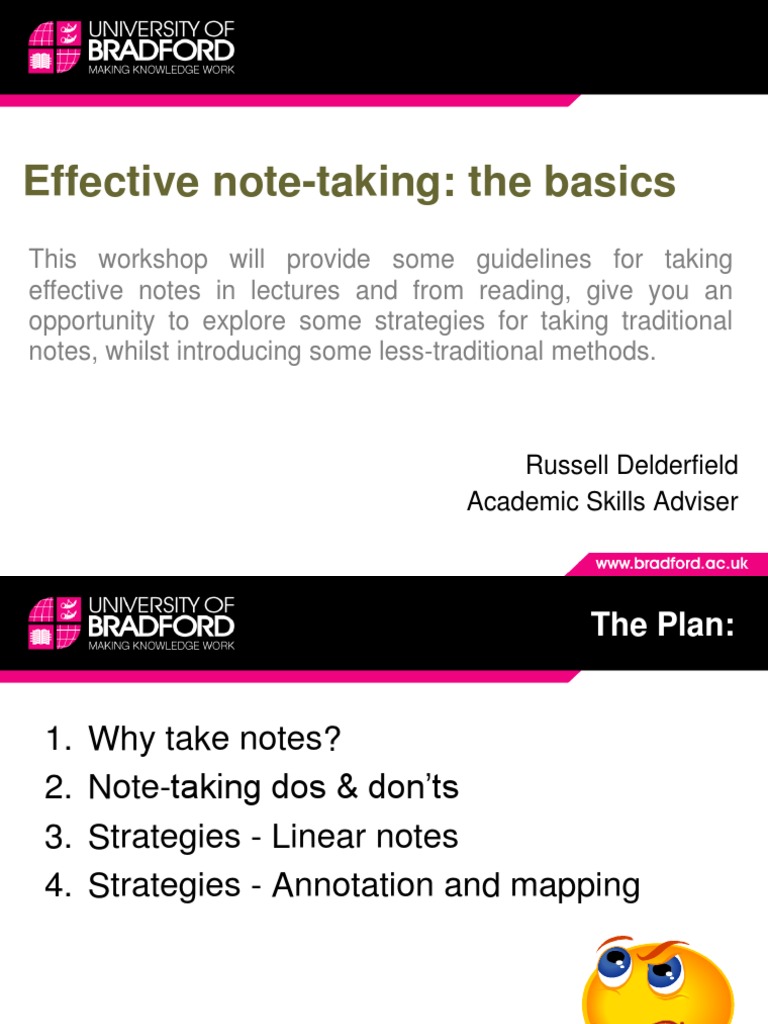 Effective Note-Taking: The Basics: Russell Delderfield Academic Skills ...
