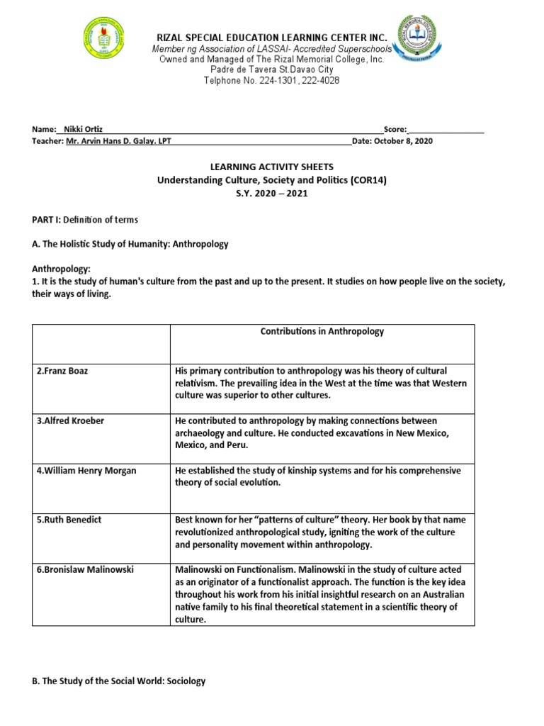 Activity For Ol Students | PDF | Émile Durkheim | Sociology
