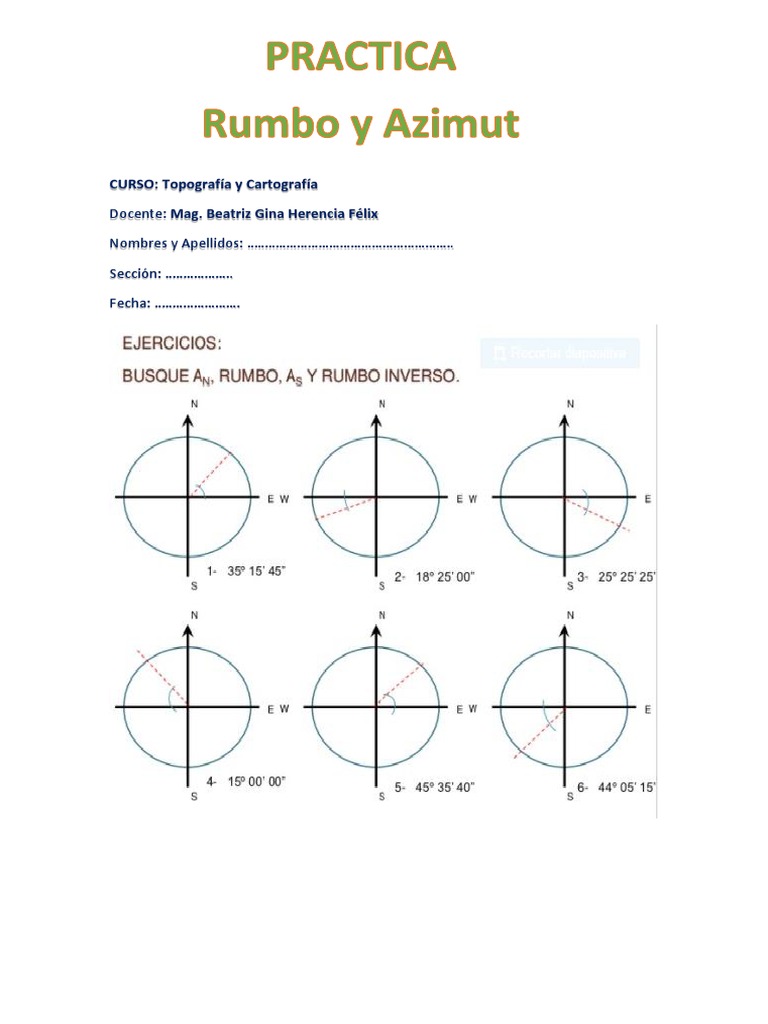 PRACTICA - Rumbo y Azimut | PDF