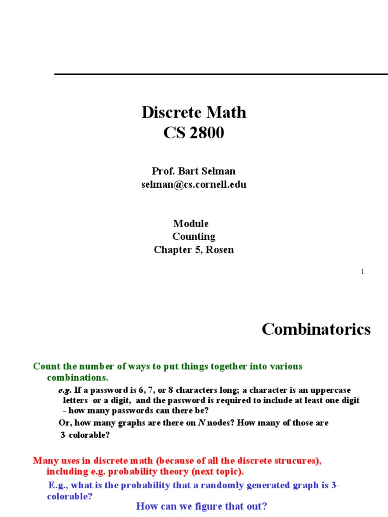 Combinatorics in Discrete Mathematics | PDF | Discrete Mathematics ...
