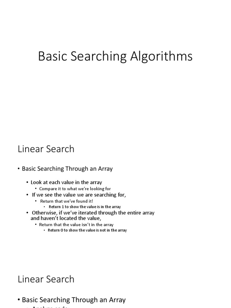 Basic Searching Algorithms | Pdf | Array Data Structure | Algorithms 