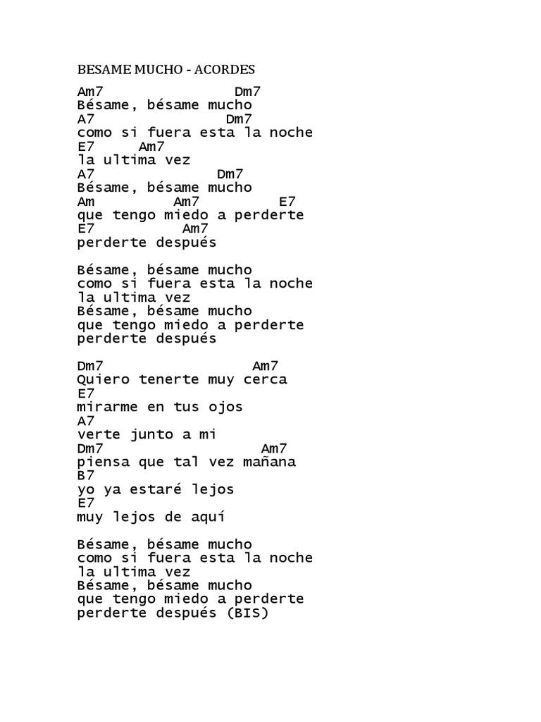 Besame Mucho Acordes De Guitarra Bésame Mucho (arr. Victor E. Chan)