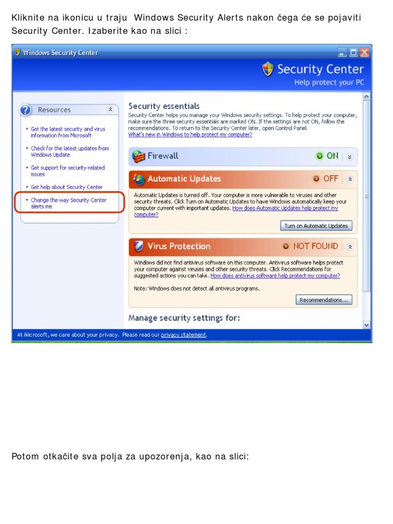 Kako Iskljuciti Windows Security Alerts | PDF