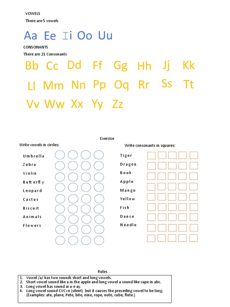 Vowels and Consonants | PDF