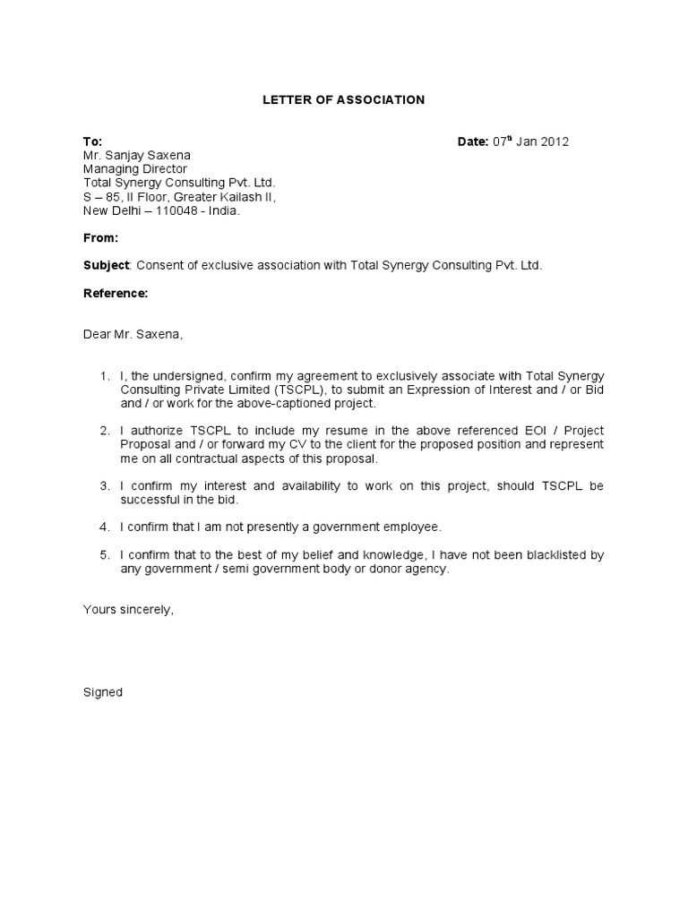 Letter of Association | PDF