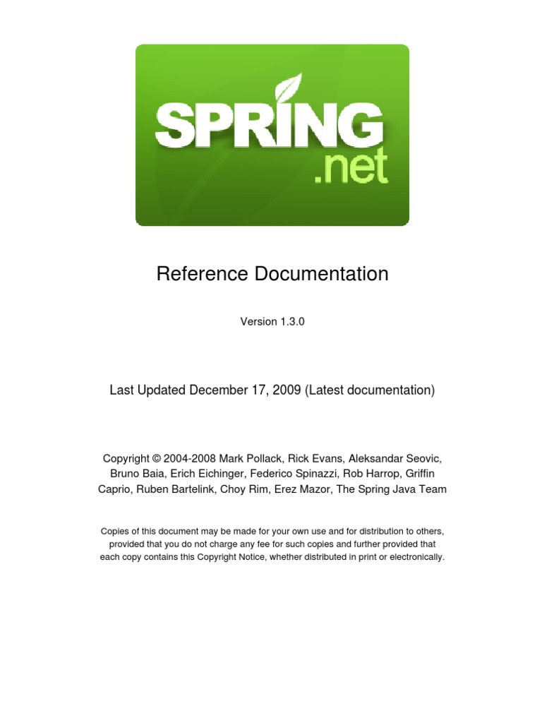 Spring Net Reference | PDF | Spring Framework | Object Relational Mapping