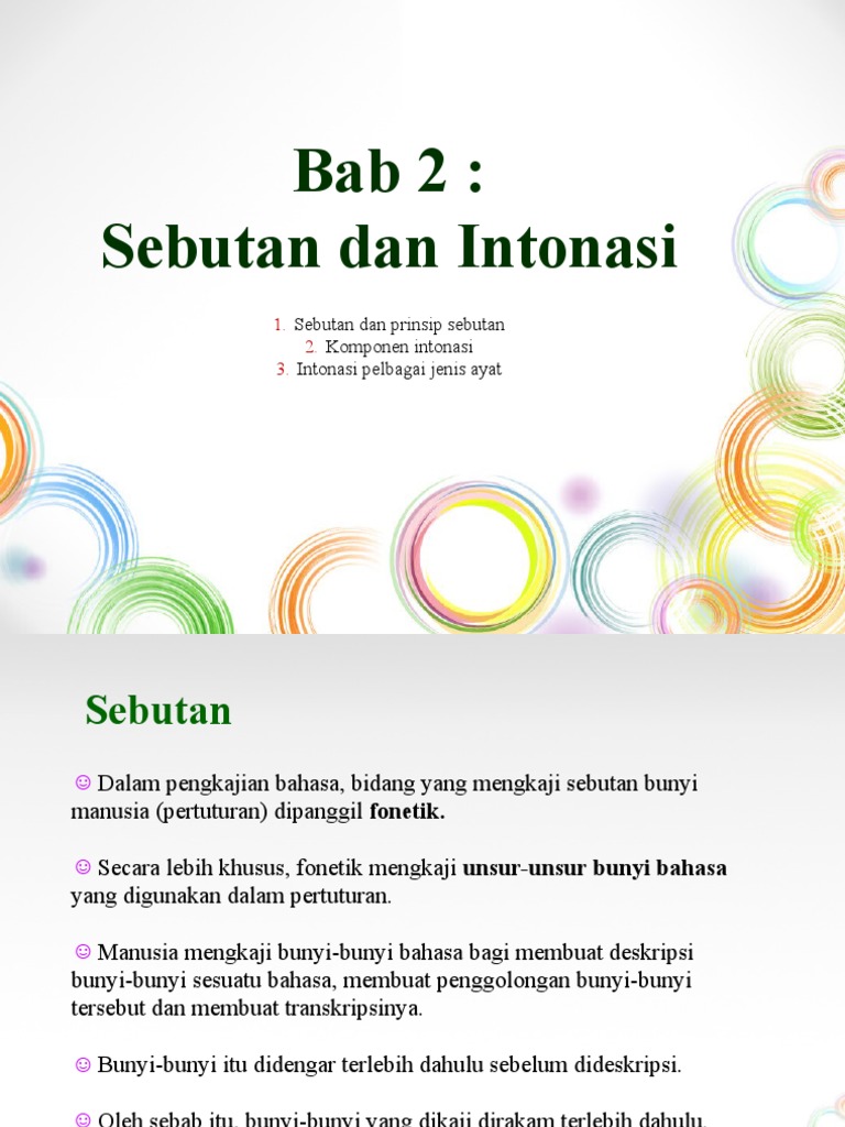 Pelajaran 2 Sebutan Dan Intonasi | PDF
