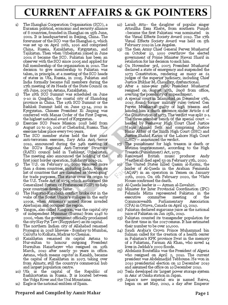 Sample - GK Notes PDF | PDF | Ramadan | Government