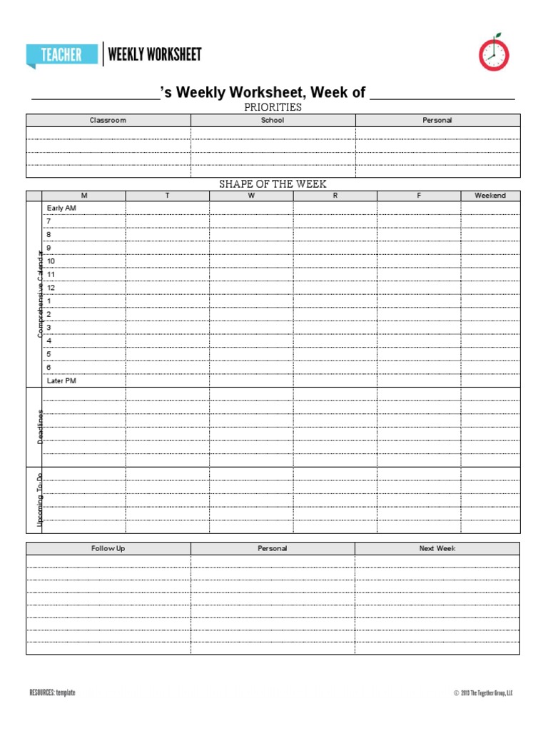 'S Weekly Worksheet, Week Of: Priorities | PDF